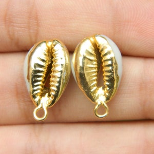 Gold Electroplated Cowrie Shell Studs, DIY Jewelry Supplies - Etsy