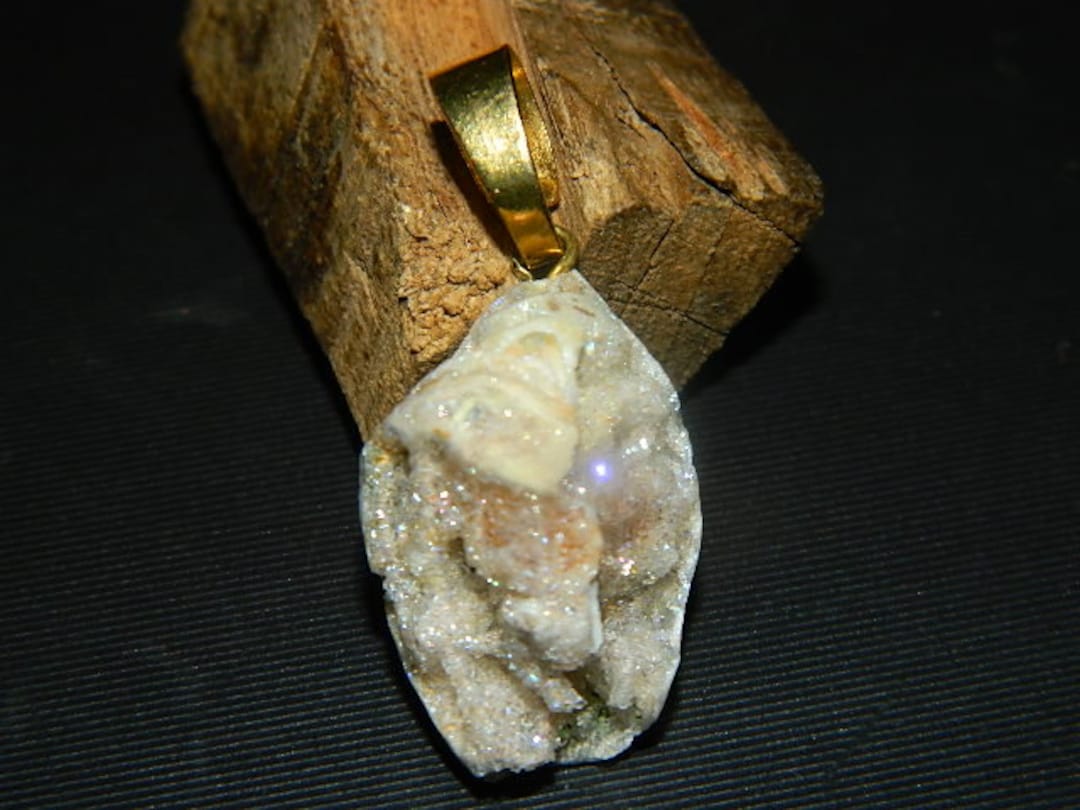 Super Natural Rainbow Spiralite Fossil Shell Aura Coated Pendant ...