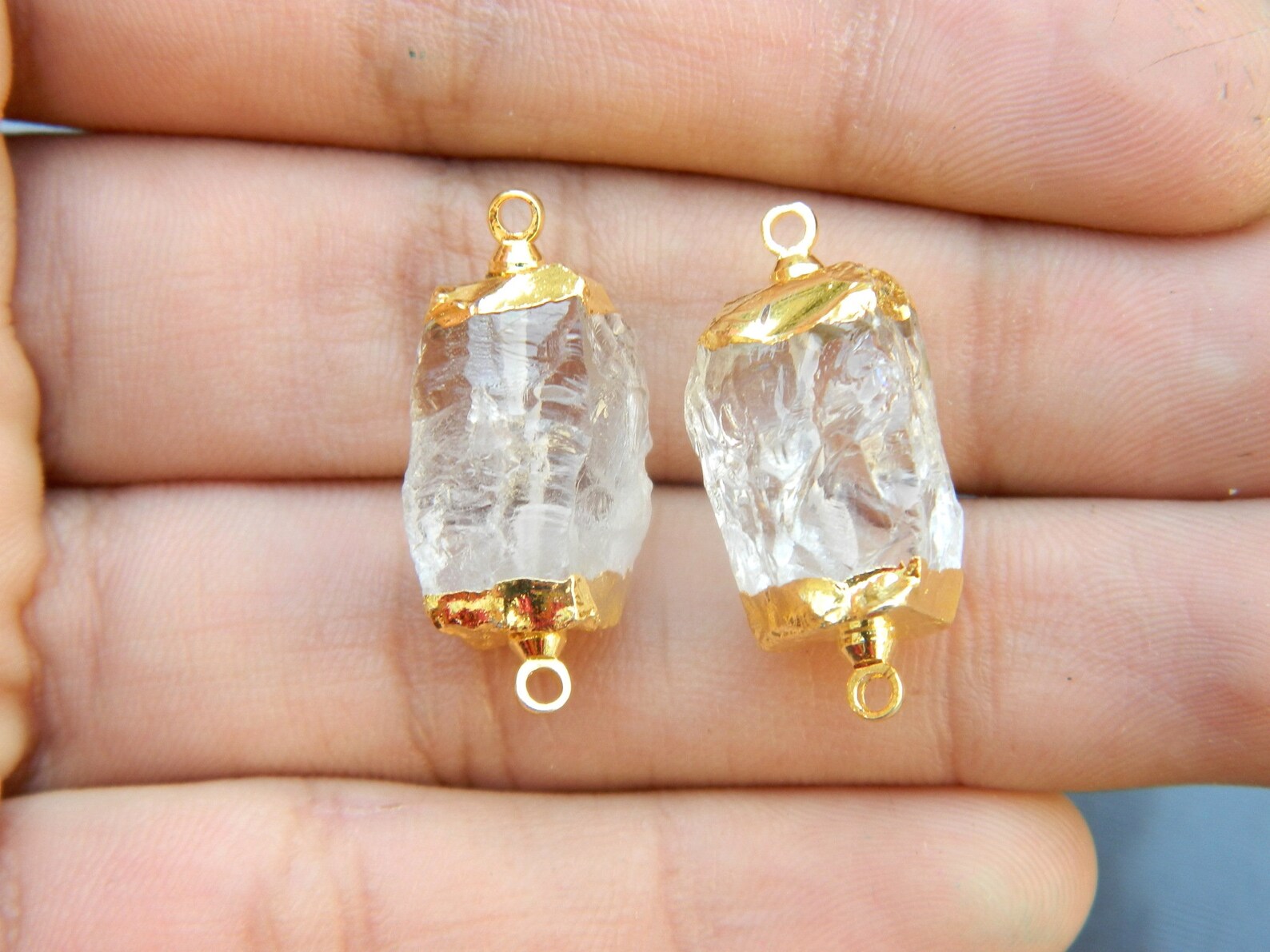 Natural Crystal Connector Gold Electroplated Gemstone - Etsy