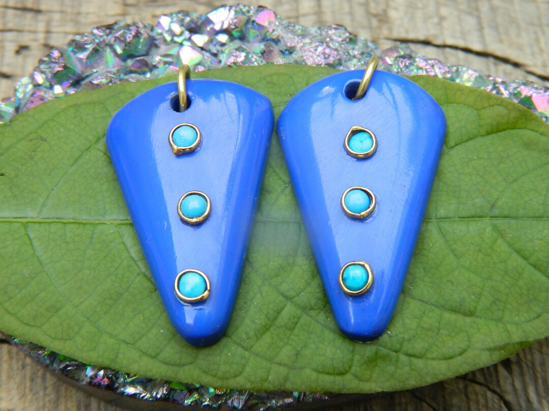 Resin Connector Blue Color Resin With Black Onyx & Turquoise Gemstone ...