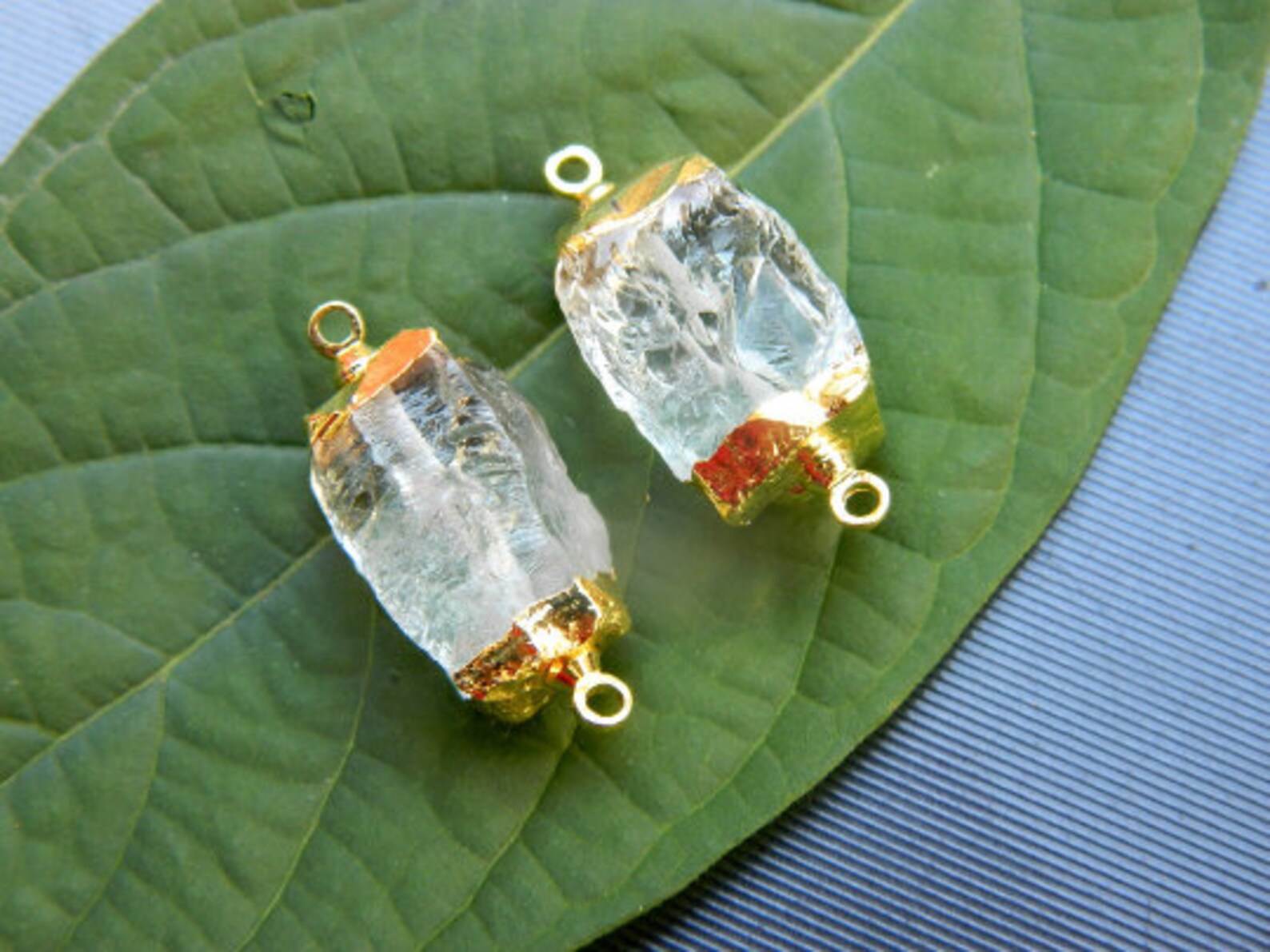 Natural Crystal Connector Gold Electroplated Gemstone - Etsy
