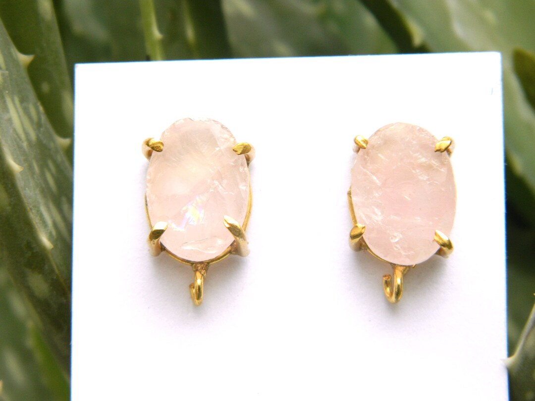 Rough Stone Studs Natural Rose Quartz Raw Stone Stud Raw Rough Studs ...
