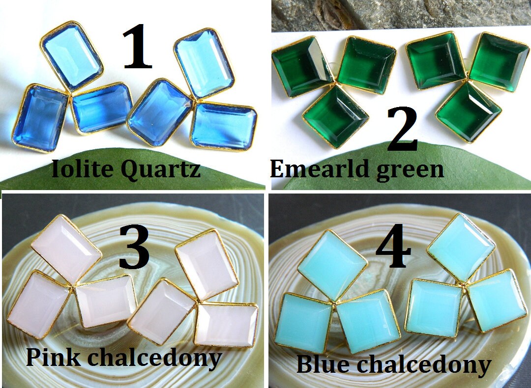 Iolite Blue Emerald Green Pink & Aqua Blue Chalcedony Color Synthetic ...