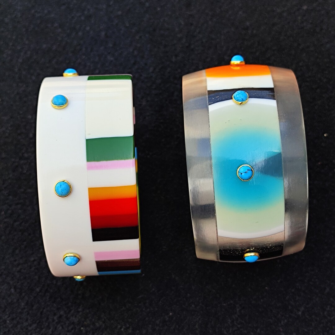 Colorfull Resin Bangle Bracelet Resin With Turquoise Gemstone Bangle ...