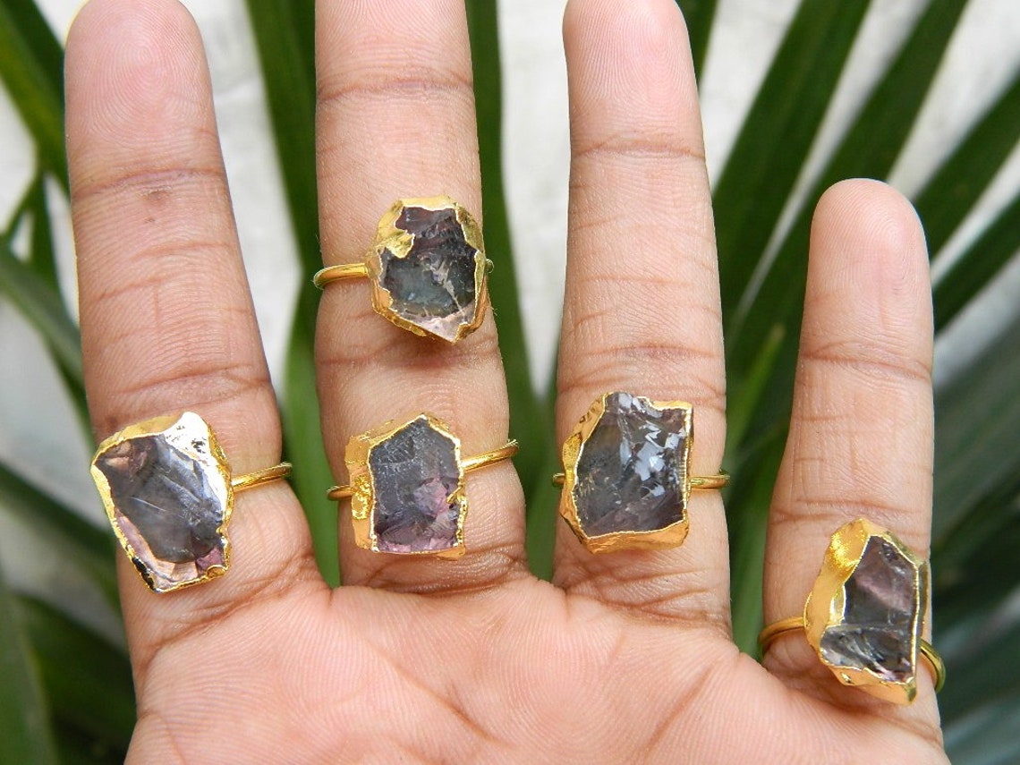 Natural Purple Amethyst Ring Raw Amethyst Ring Raw Gemstone | Etsy
