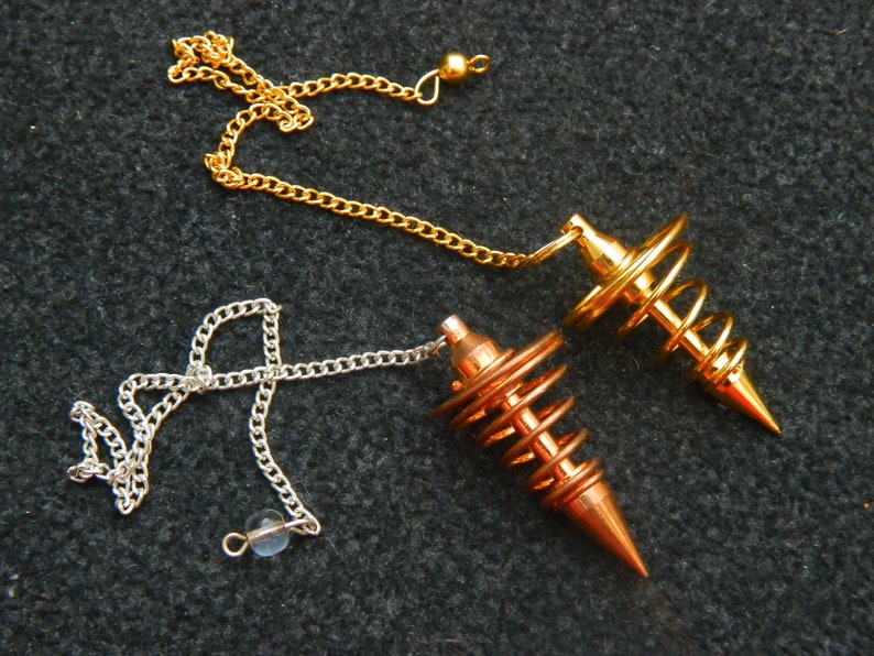 Gold and Copper Spiral Coil Point Pendulum Spiral Pendulum - Etsy