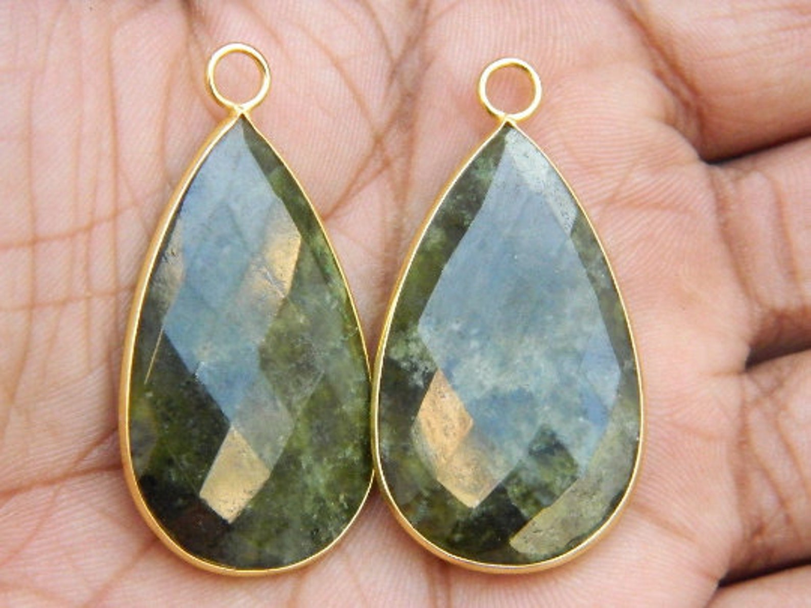 Vessonite Vesuvianite Connector Pendant Natural Gemstone | Etsy