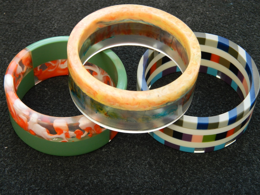 Color Full Resin Bangle Bracelet Acrylic Bangle Stacking Bracelet ...