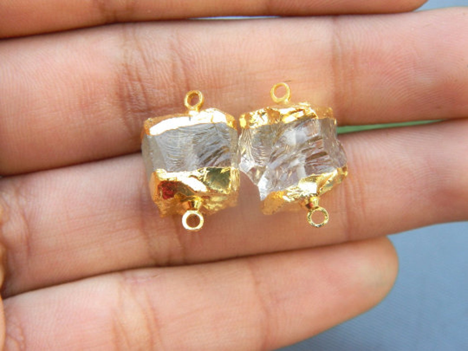 Natural Crystal Connector Gold Electroplated Gemstone - Etsy