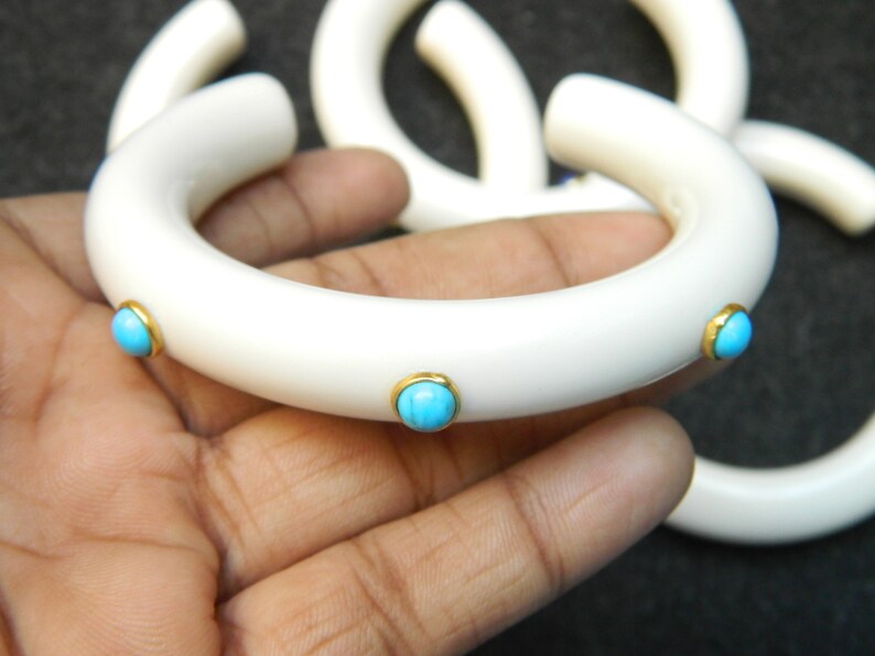 Resin Cuff Bangle Bracelet Ivory Color Resin With Multi - Etsy