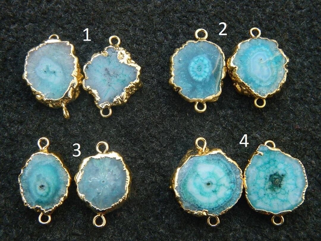 Gold Electroplated Solar Quartz Connector, Druzy Gemstone (2pcs) - Etsy
