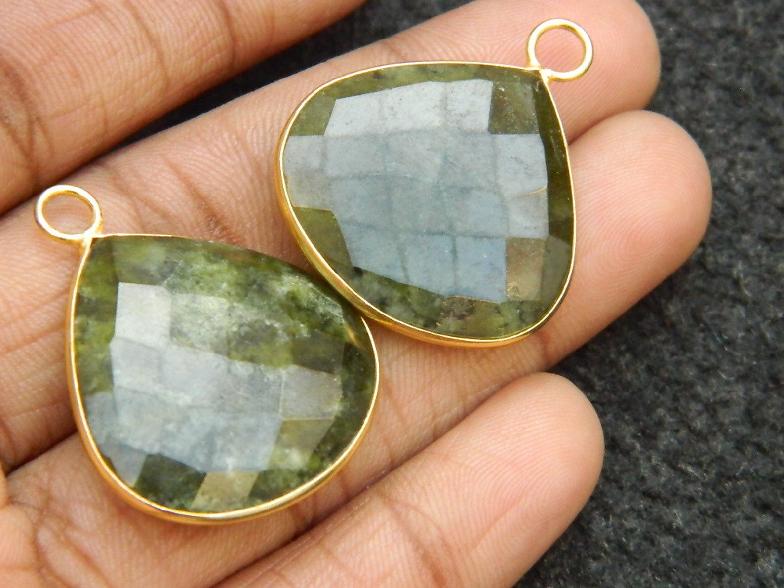 Vessonite Vesuvianite Connector Pendant Natural Gemstone Heart Shape ...