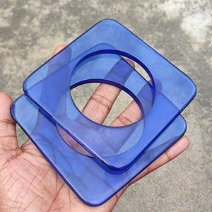 Set of 2 Resin Square Bangles: Chunky Colorful Transparent Bracelets - Etsy