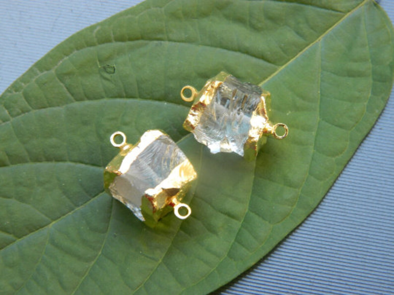 Natural Crystal Connector Gold Electroplated Gemstone - Etsy