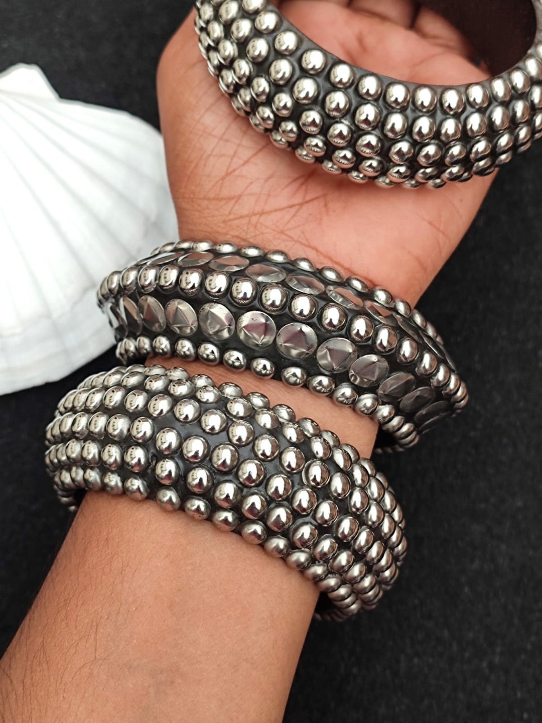 Wooden Silver Brass Bangle Bracelet Purely Handcrafted Chunky Wide ...