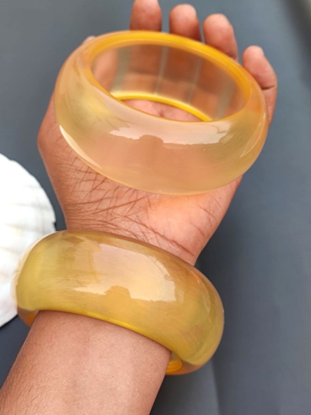 Lemon Yellow Resin Bangle Bracelet Exclusive Resin Retro Wide Bracelet ...