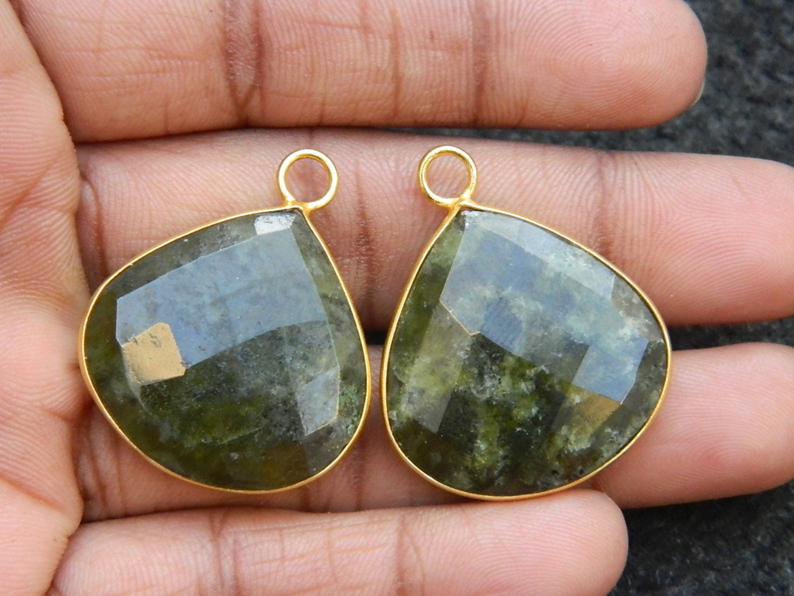 Vessonite Vesuvianite Connector Pendant Natural Gemstone Heart Shape ...