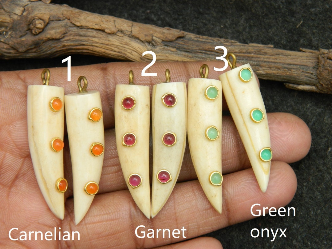 Bone Connector Pendant Bone With Multi Gemstone Bead Connector Bone ...