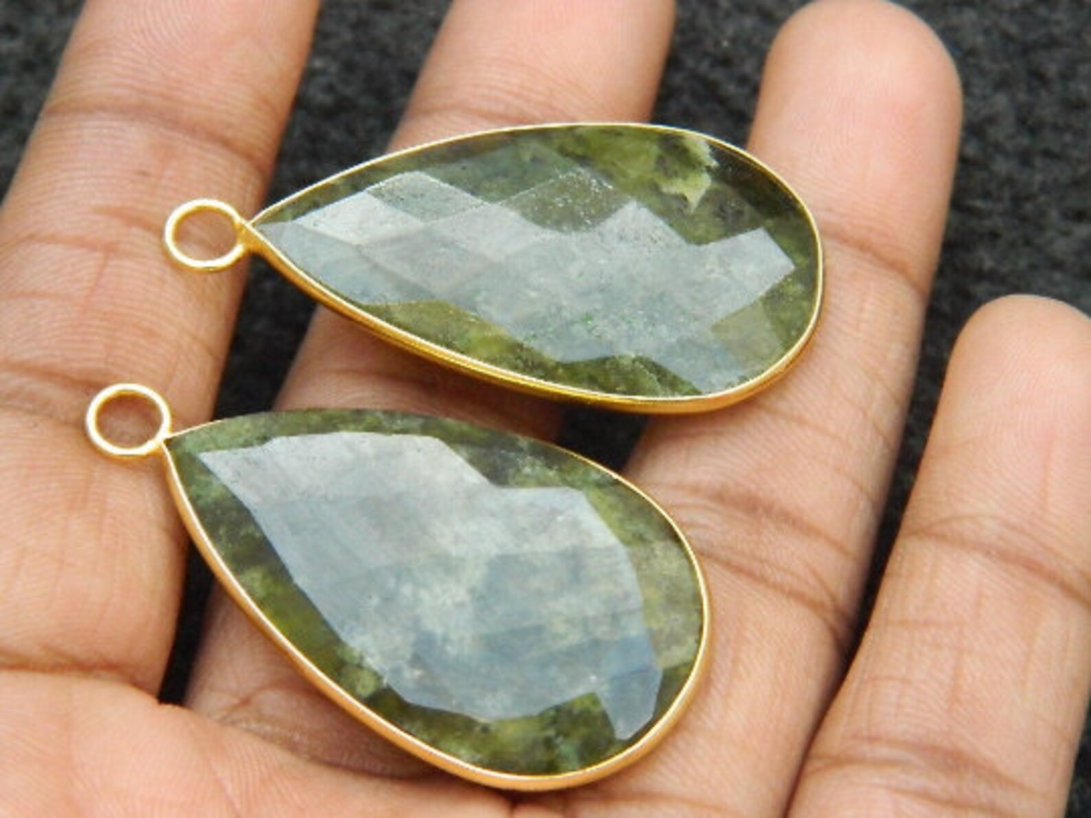 Vessonite Vesuvianite Connector Pendant Natural Gemstone | Etsy