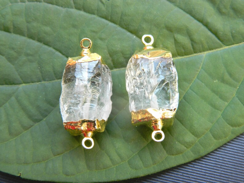 Natural Crystal Connector Gold Electroplated Gemstone - Etsy