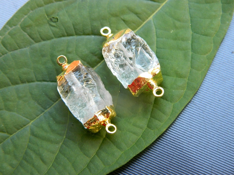 Natural Crystal Connector Gold Electroplated Gemstone - Etsy