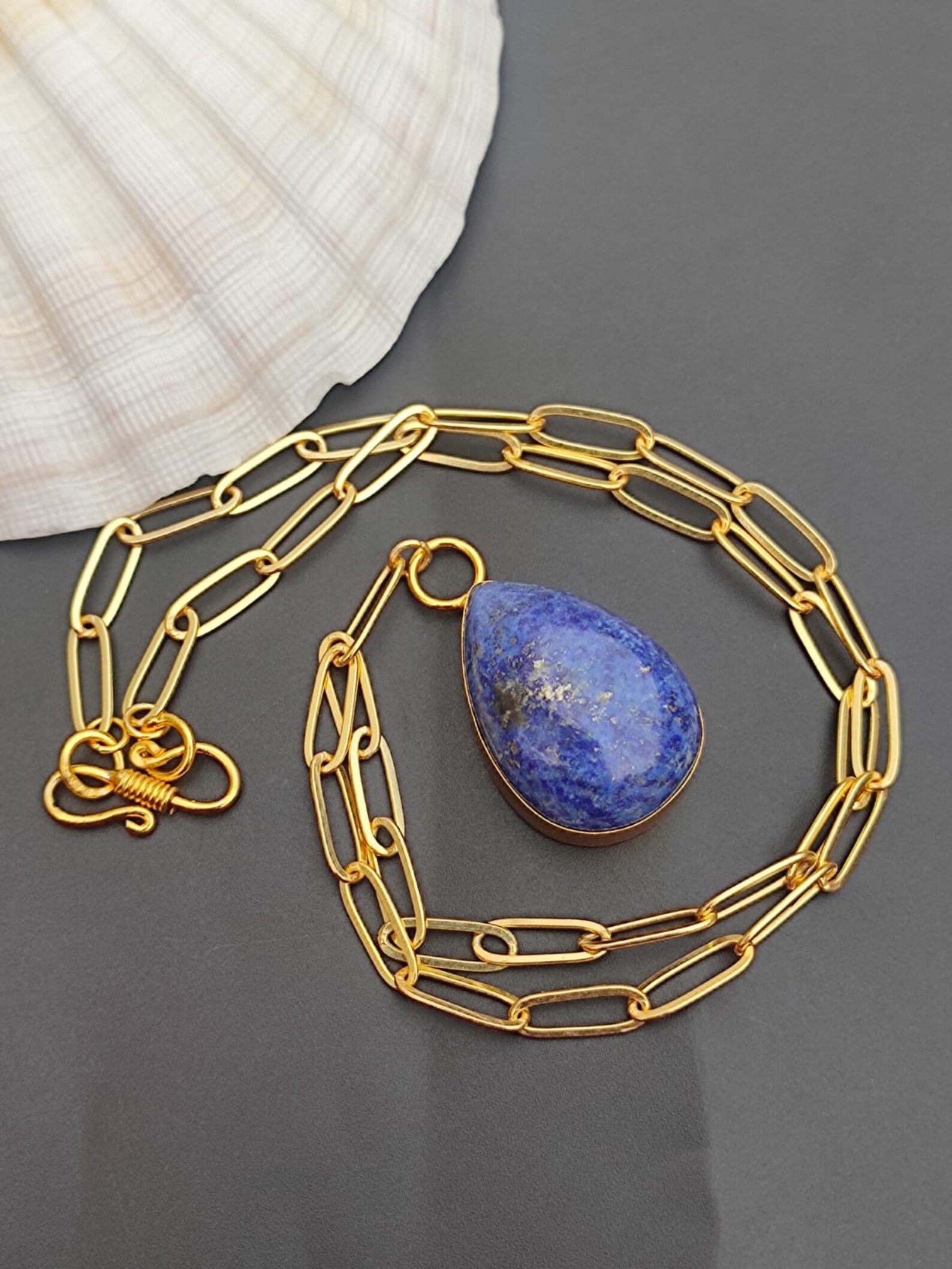 Handmade Rose Quartz Pendant Necklace, Gold Plated Brass, 20" Chain - Etsy