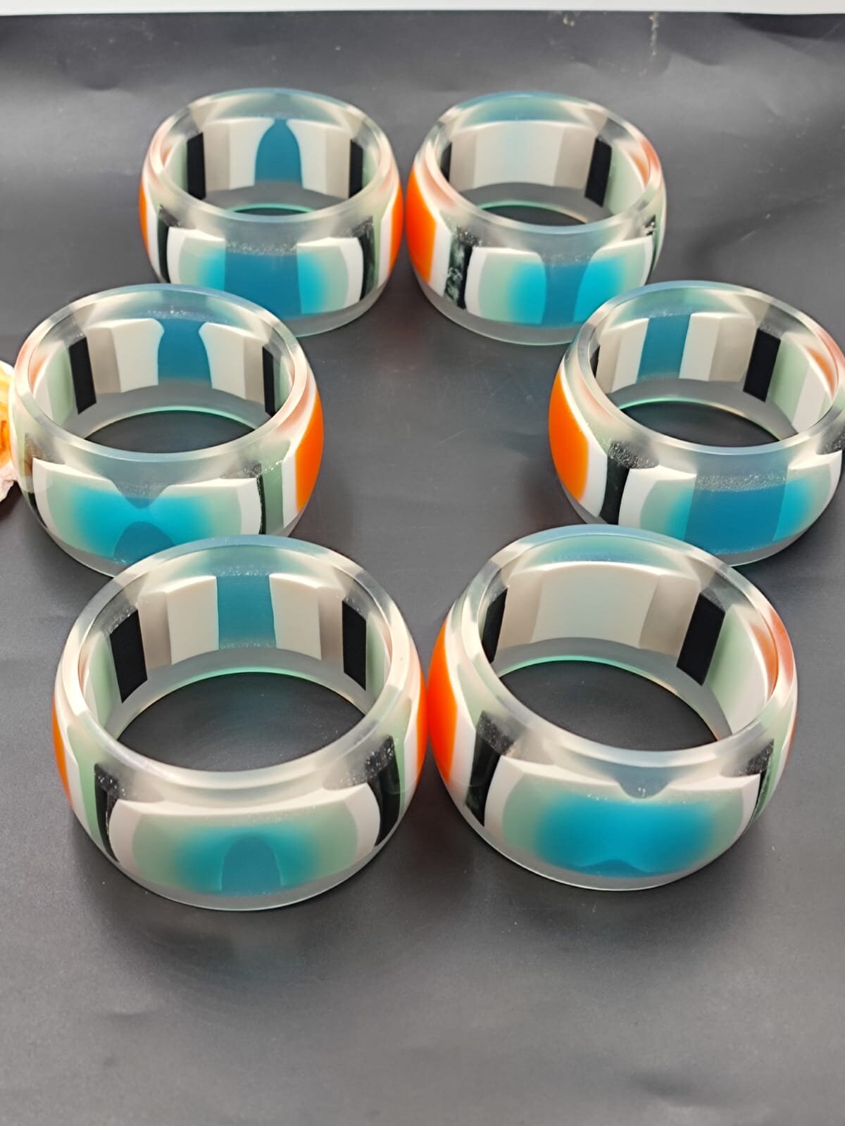 Bohemian Resin Bangle Bracelet, Colorful Stacking Jewelry (2.6" Inner ...