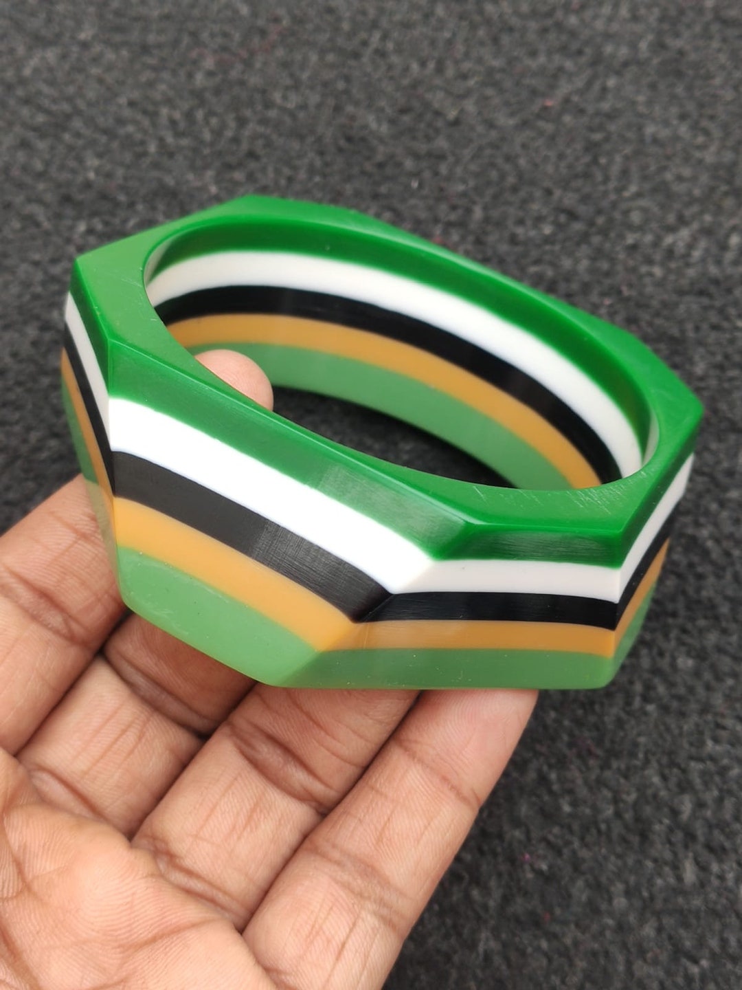 Colorful Resin Bangle Bracelet: Bohemian Stacking Jewelry, 1-inch Wide ...