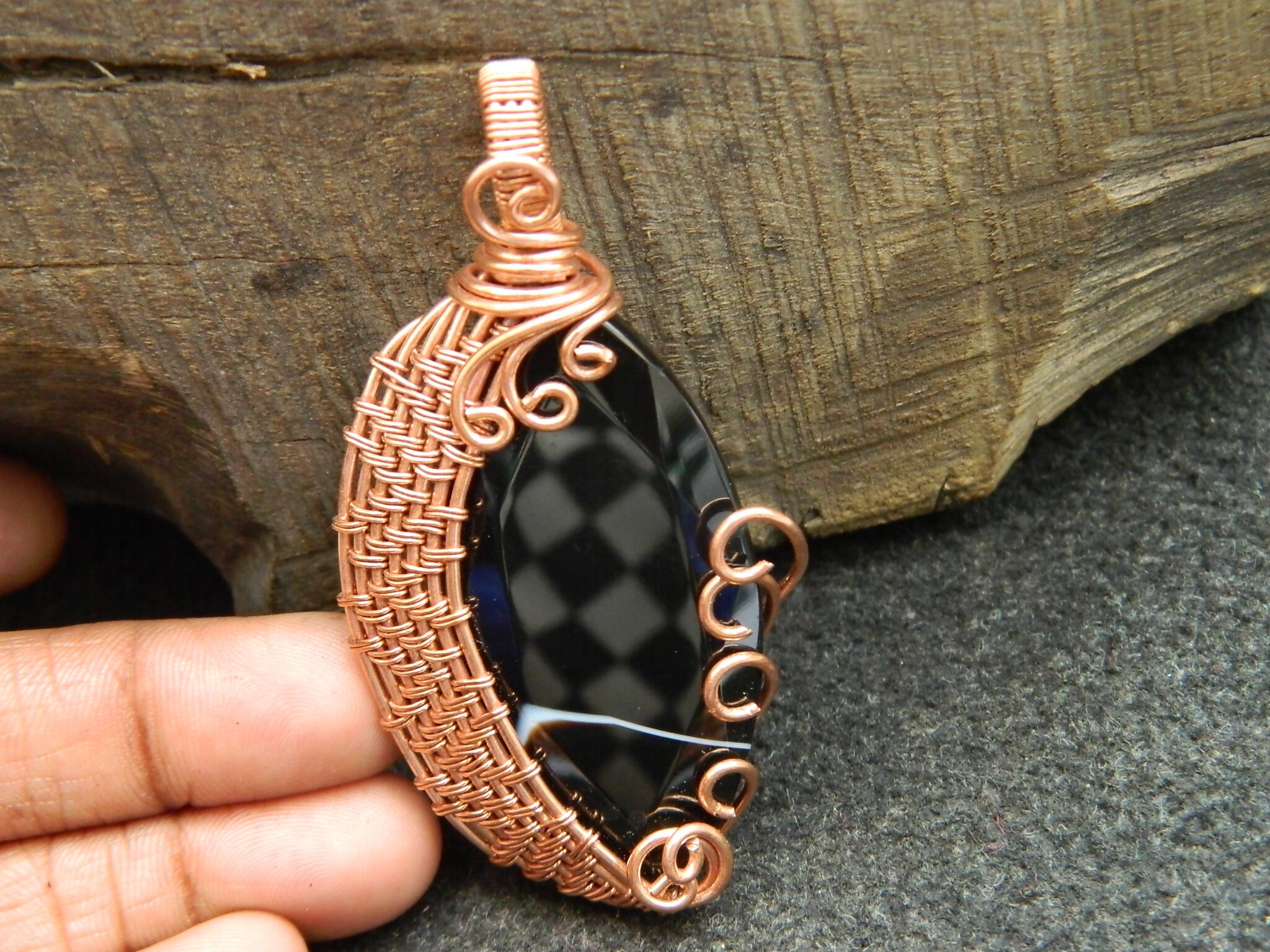 Natural Agate Wire Wrapped Pendant Copper Wire Filigree Art - Etsy UK