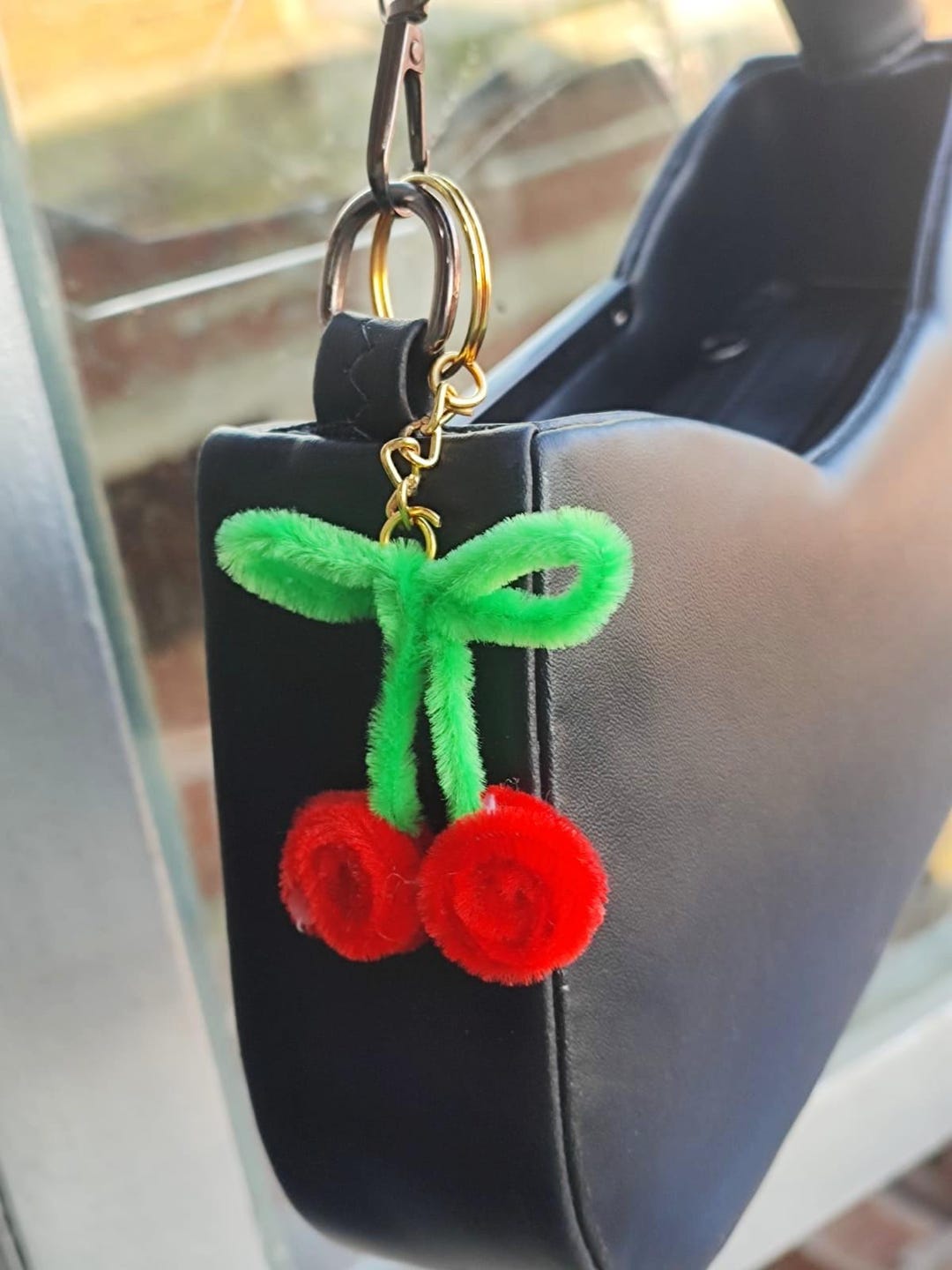 Pipe Cleaner Cherry Keychain Cherry Keyring Bag Accessory Key Chain ...