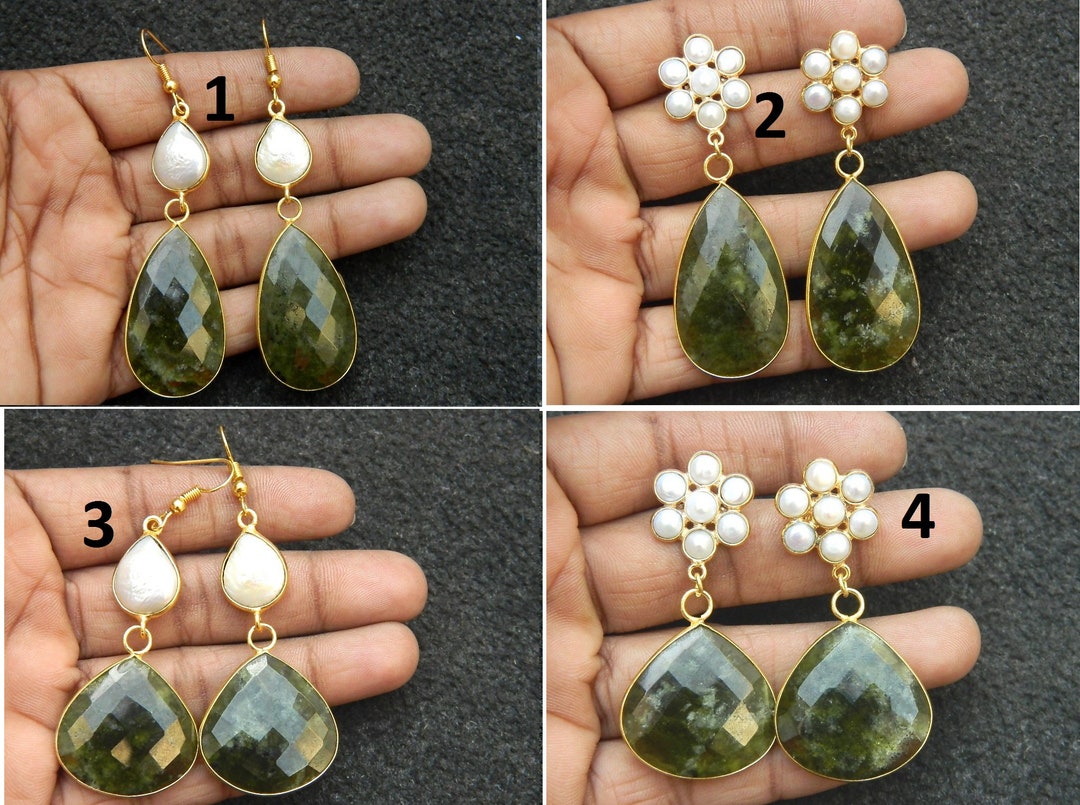 Vessonit Vesuvianit e mit Perle Ohrring natürliche Ohrring Lünette set ...