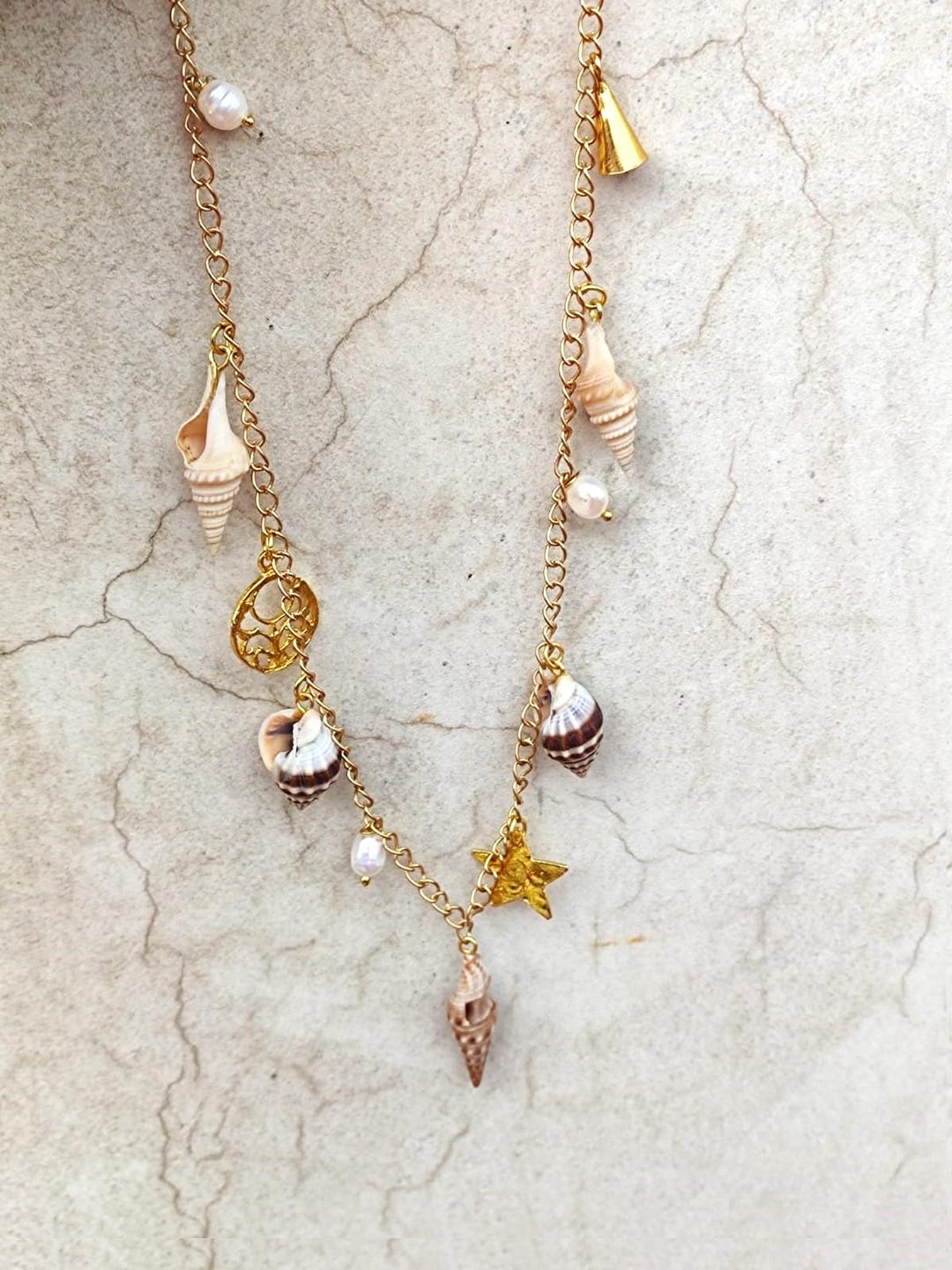 Real Sea Shell Necklace Natural Shell Conch Necklace With Fresh Water ...