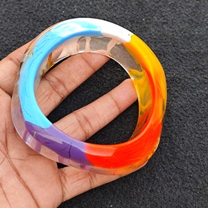 Resin Jewelry Colorfull Resin Bangle Stacking Bracelet Handcrafted ...