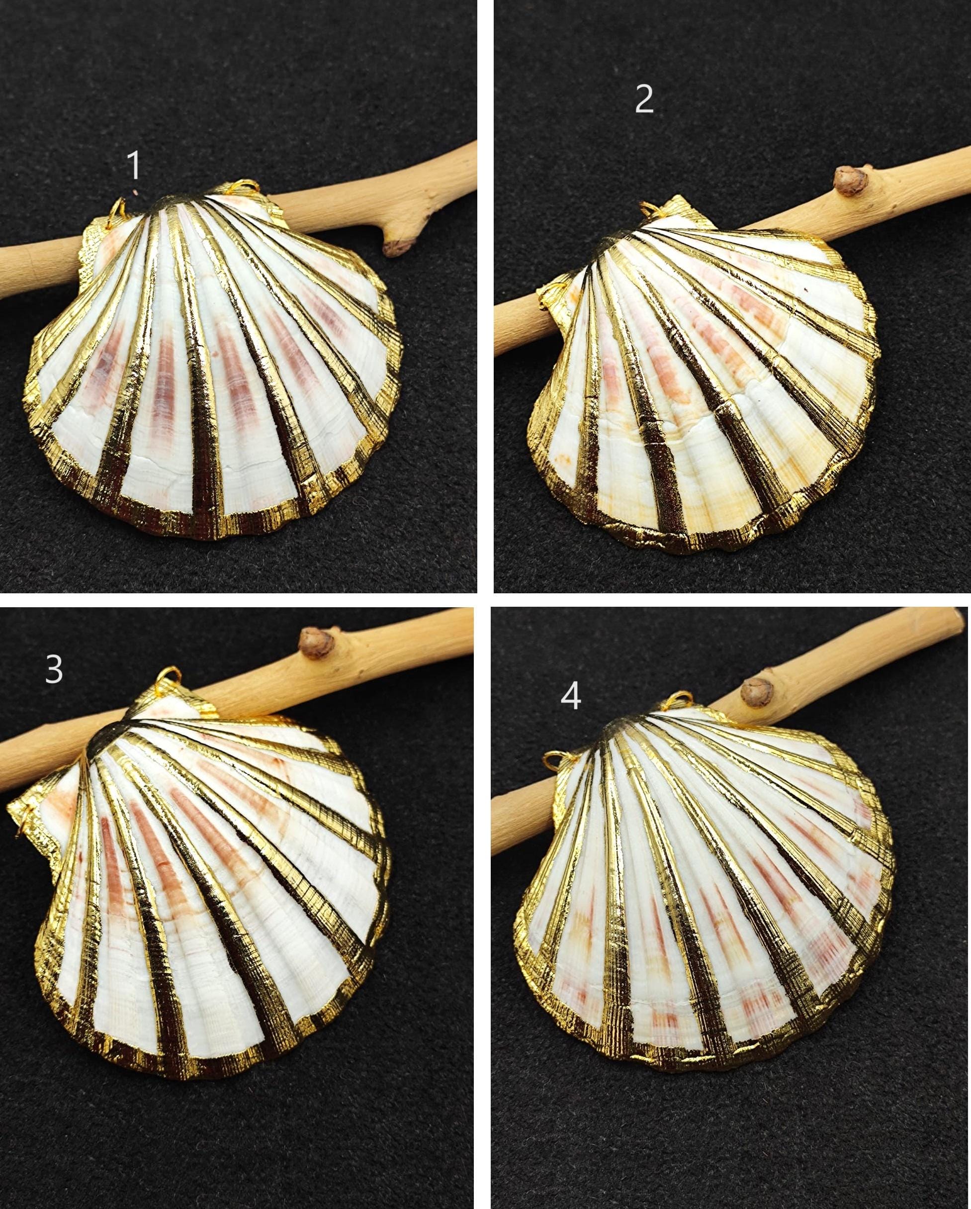 Real Scallop Seashell 18k Gold Fill Electroplated Pendant Irish Baking ...