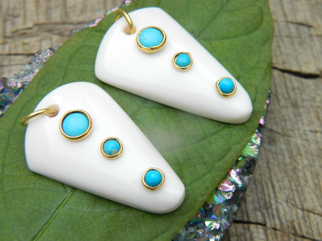 Resin Earring Connector Pair With Turquoise, Jewelry Making Supplies - Etsy