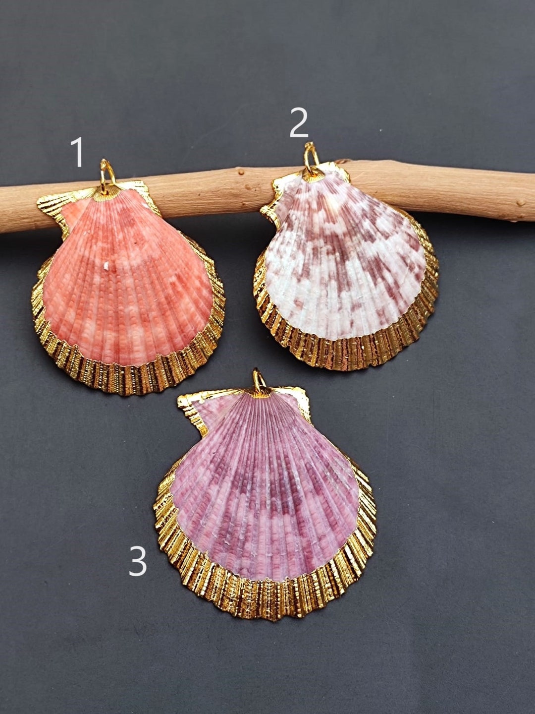 Real Scallop Seashell 18k Gold Fill Electroplated Pendant Irish Baking ...