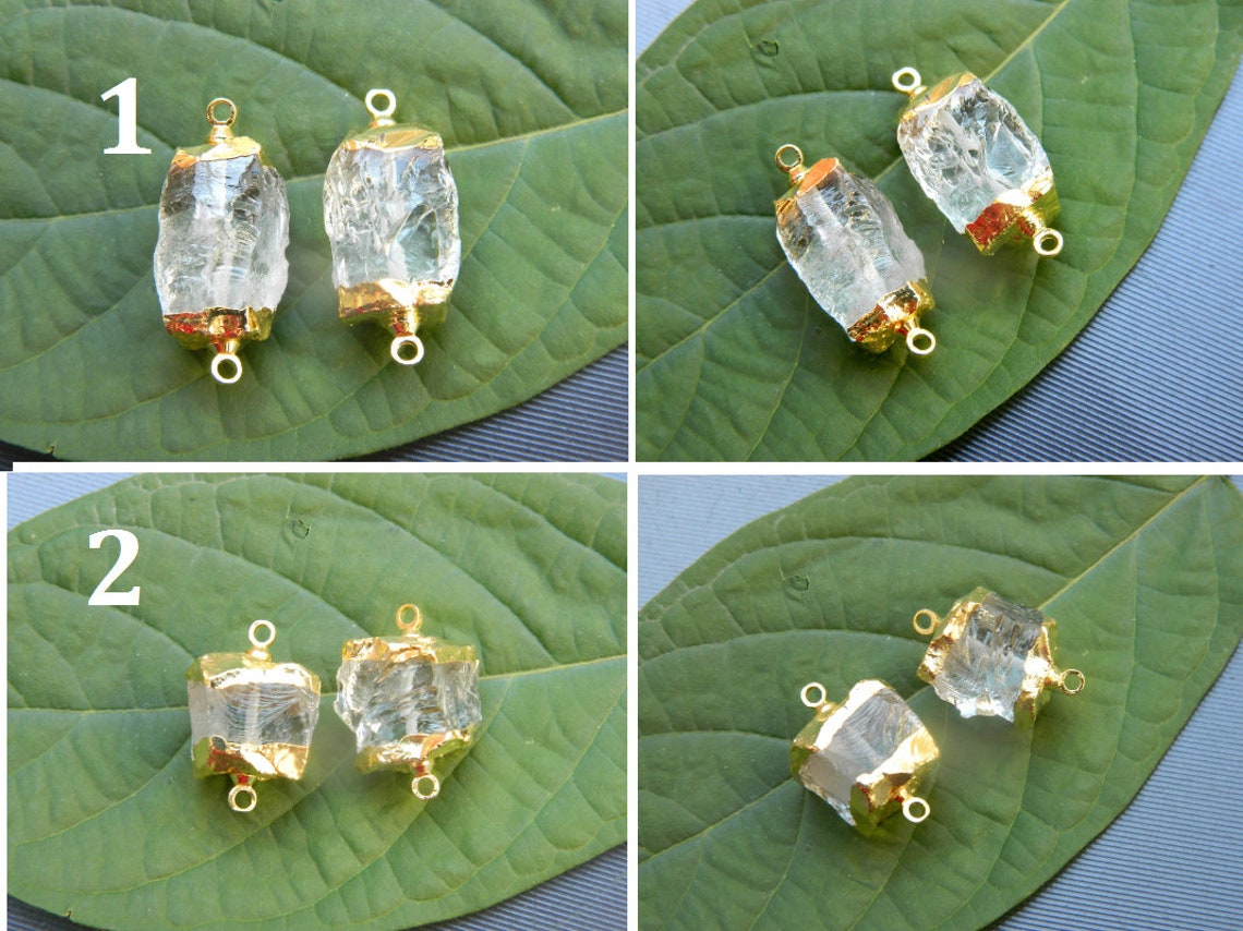 Natural Crystal Connector Gold Electroplated Gemstone - Etsy