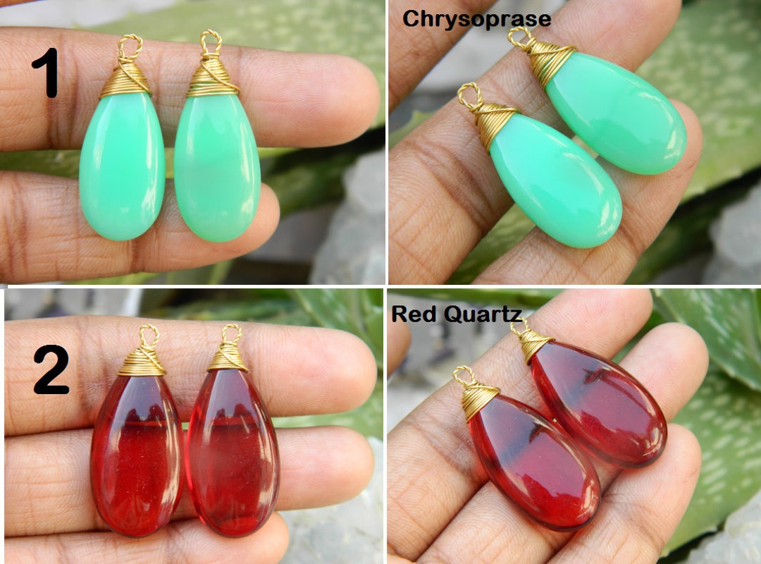 Natural Chrysoprase & Red Color Synthetic Stones Smooth Pears - Etsy