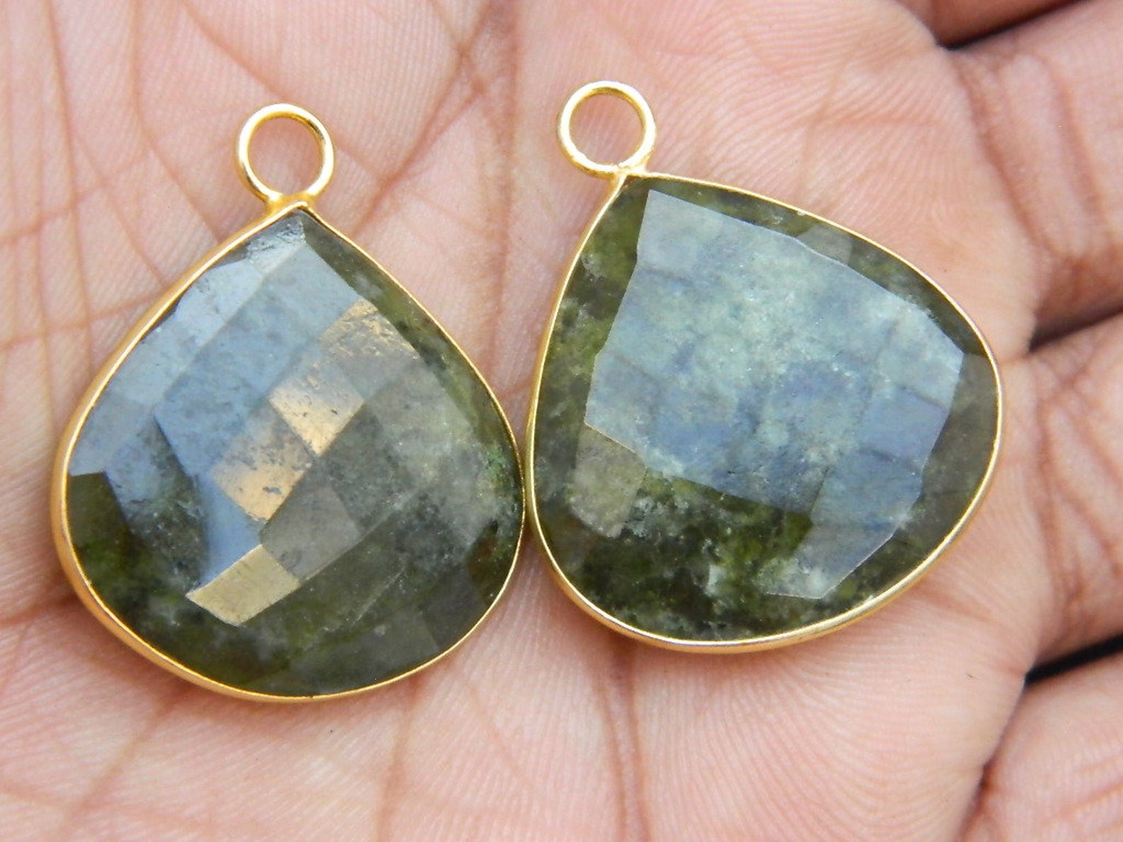 Vessonite Vesuvianite Connector Pendant Natural Gemstone Heart Shape ...