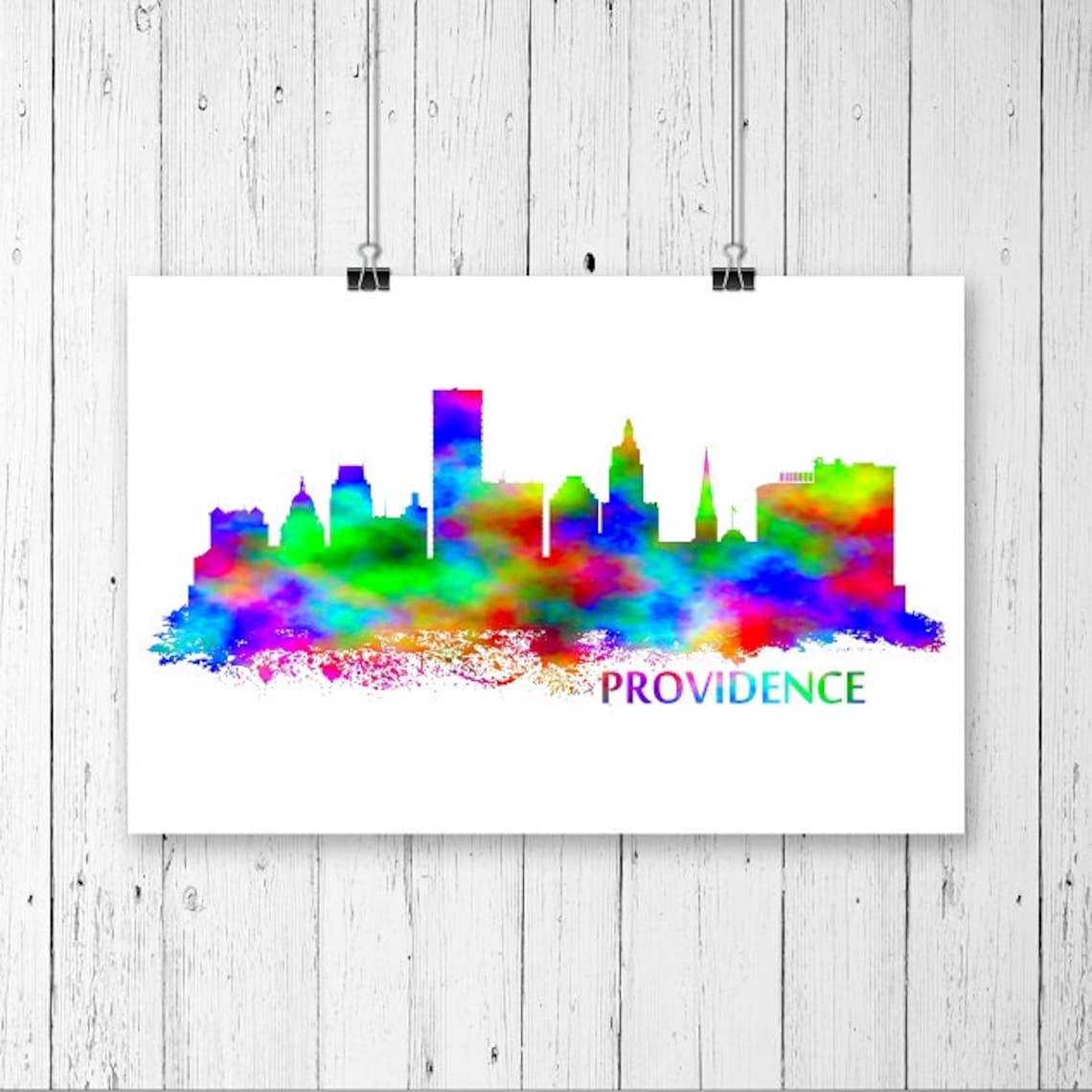Providence Skyline Watercolor Art Print 445 Providence Cityscape ...