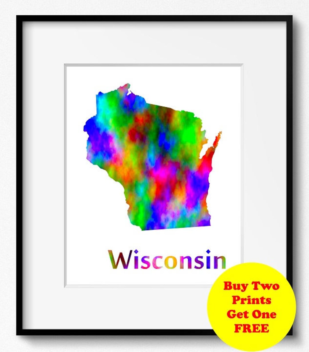 Wisconsin State Map Watercolor Art Print (109) - Etsy