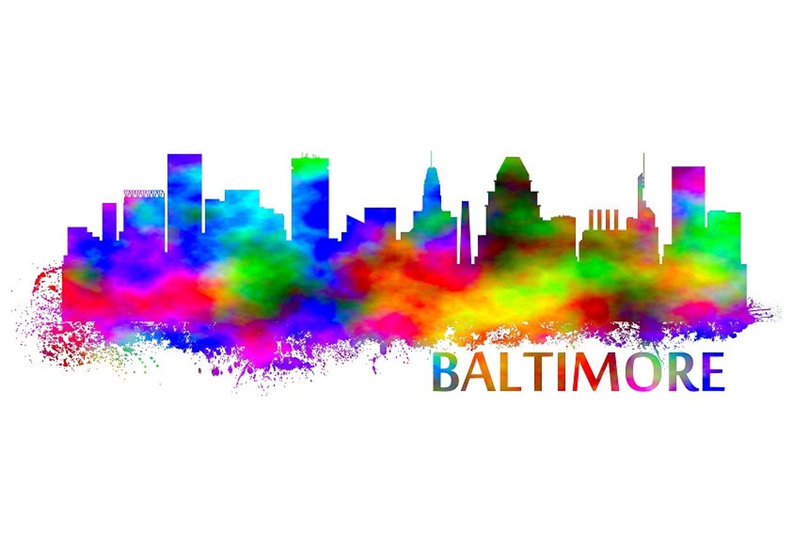 Baltimore Skyline Watercolor Art Print (245)baltimore Cityscape ...
