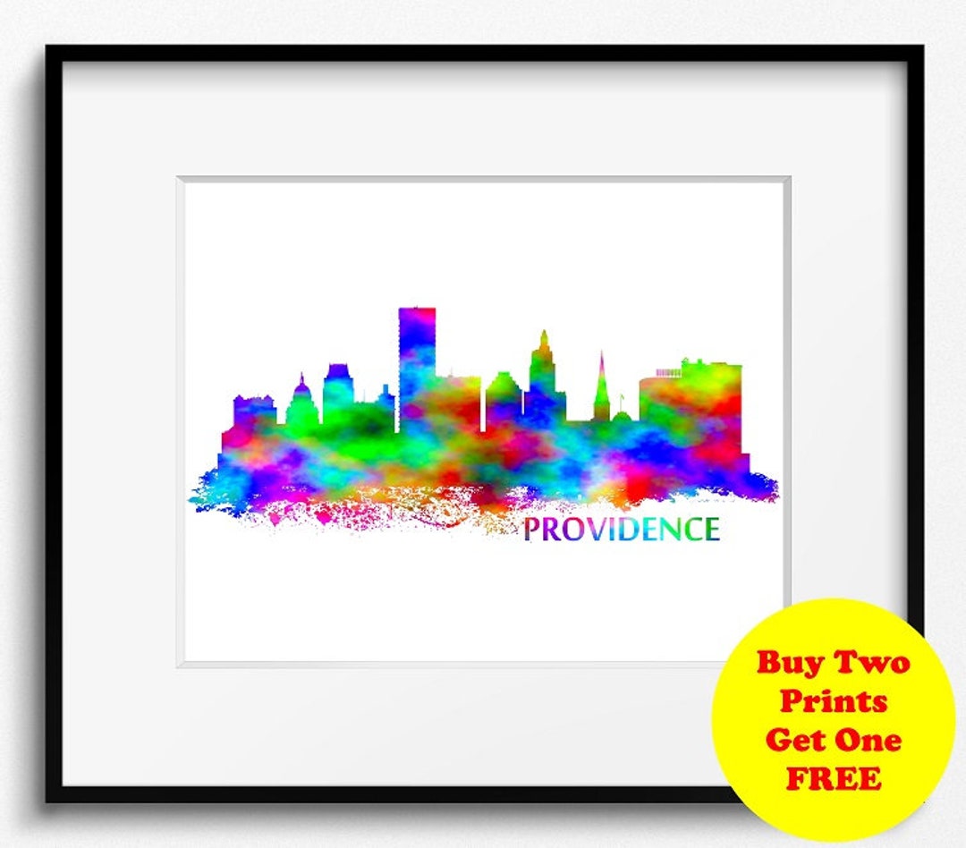 Providence Skyline Watercolor Art Print (445) Providence Cityscape ...