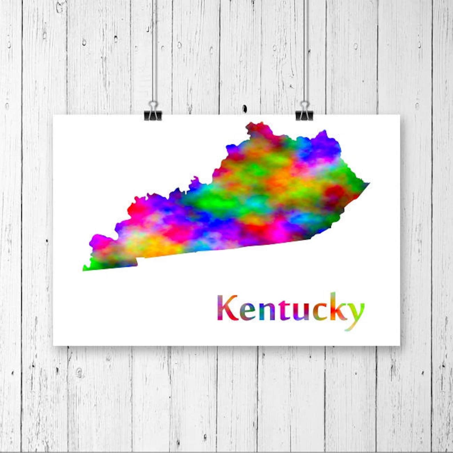 Kentucky State Map Watercolor Art Print (079) - Etsy