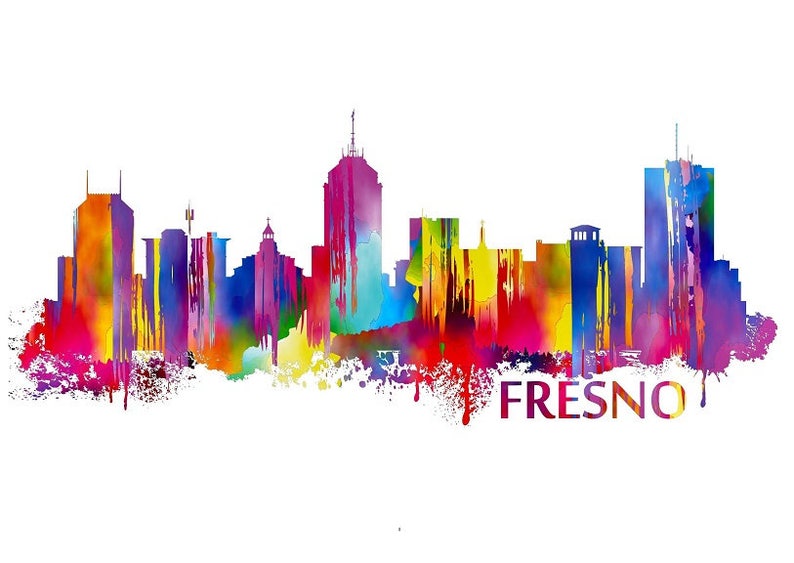 Fresno Skyline Watercolor Art Print 021 Cityscape - Etsy