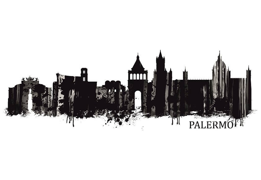 Palermo Skyline Watercolor Black and White Art Print 845 Palermo ...