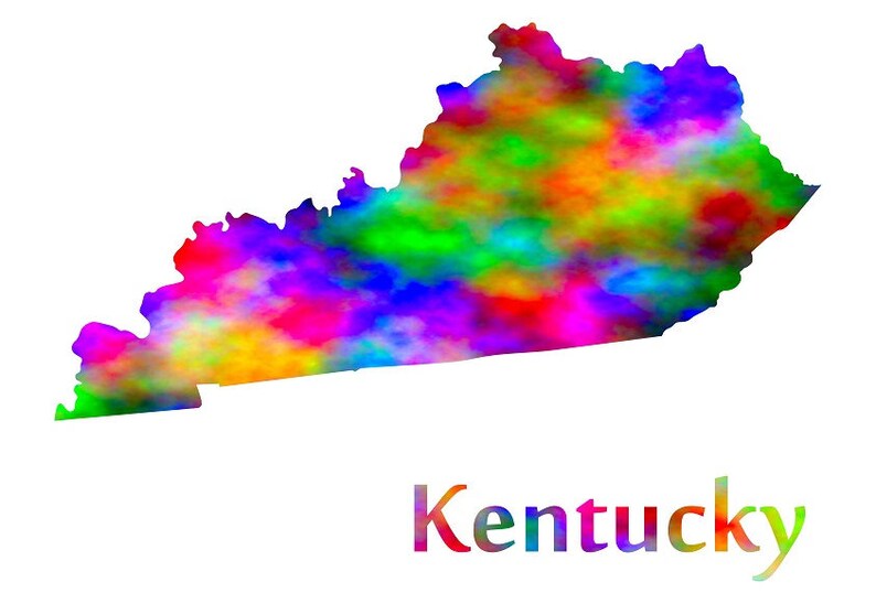 Kentucky State Map Watercolor Art Print (079) - Etsy