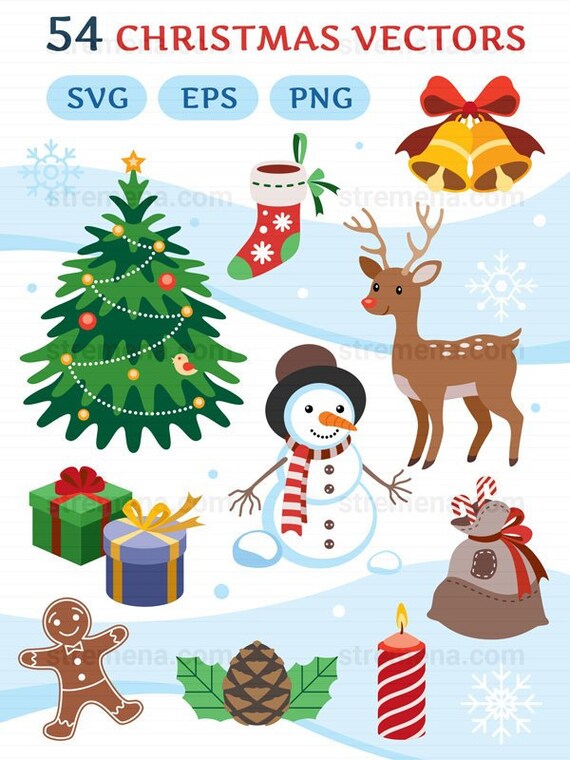 Christmas Clipart Vector SVG Files Bundle | Etsy