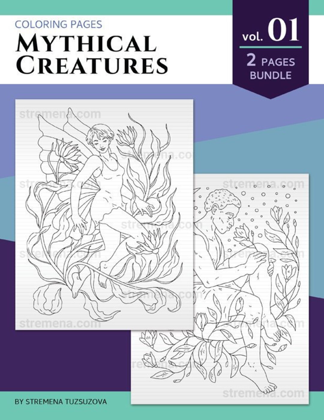 Printable Adult Coloring Pages: Mythical Fairy Creatures - Etsy