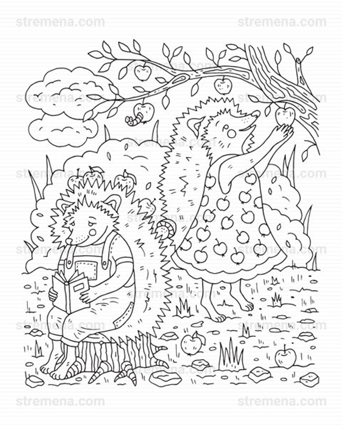 Woodland Hedgehogs Valentine's Printable Coloring Pages - Etsy